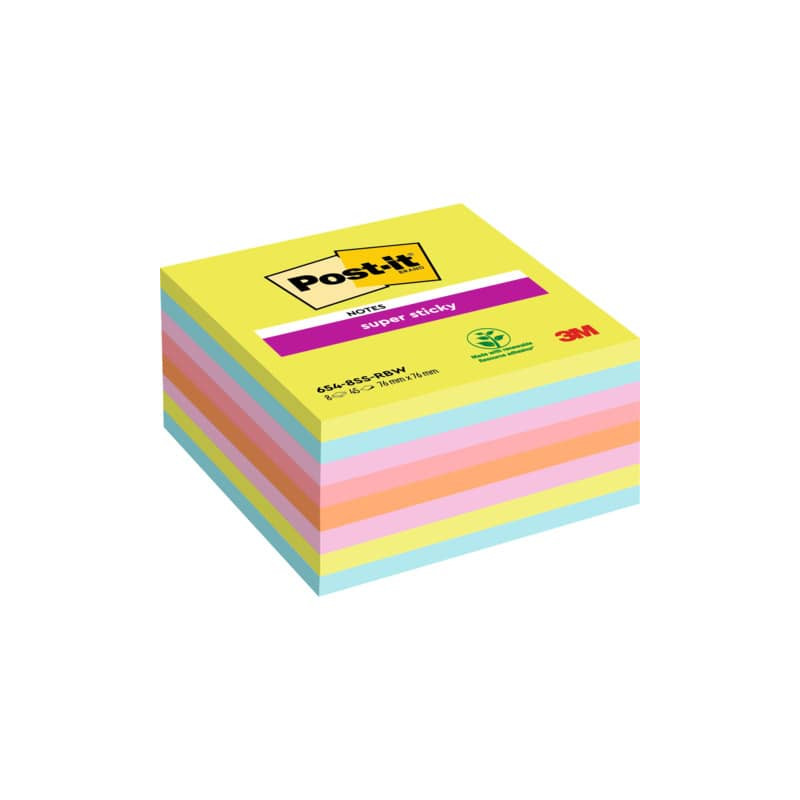 Foglietti Post-it® Super-Sticky Notes 76x76 mm assortiti arcobaleno ...